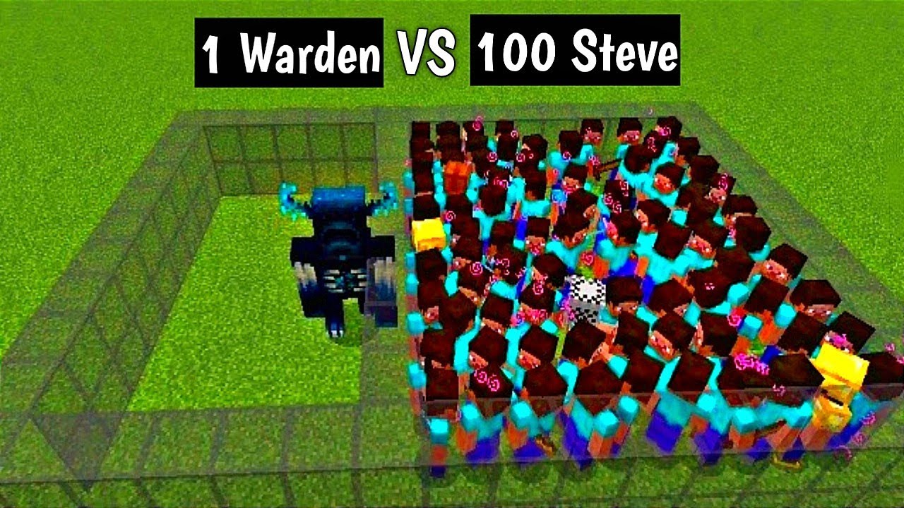 1 Warden VS 100 Steve | Can Warden Win ? | Minecraft - YouTube