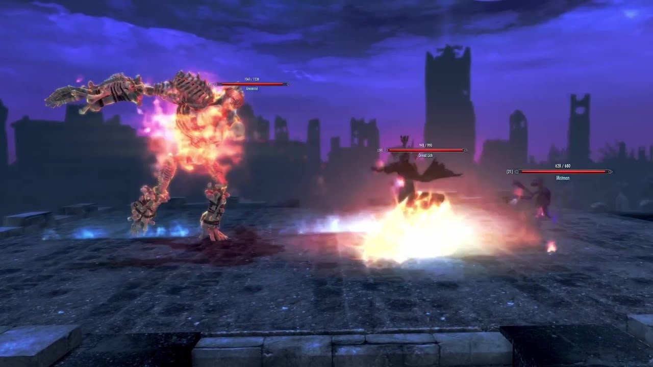 Skyrim Battles - Bone Colossus vs. Gargoyle, Dragon Priest, Nightmaster ...