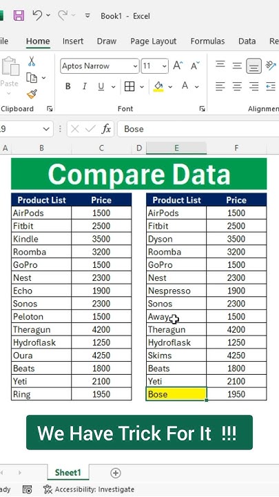 Compare & Highlight Rows In Seconds In Excel #excel #exceltricks #exceltips #exceltutorial - YouTube