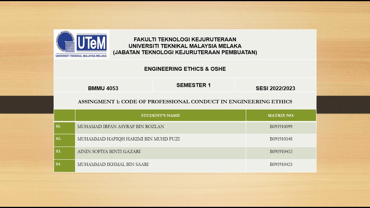 ENGINEERING ETHIC INTERVIEW (CODE OF PROFESSIONAL CONDUCT IN ...