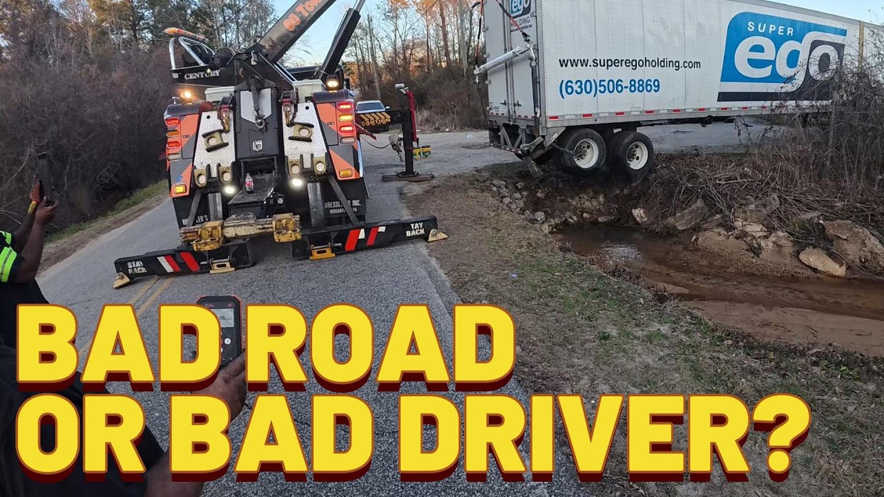 Bad Road or Bad Driver! Trailer in Ditch - YouTube