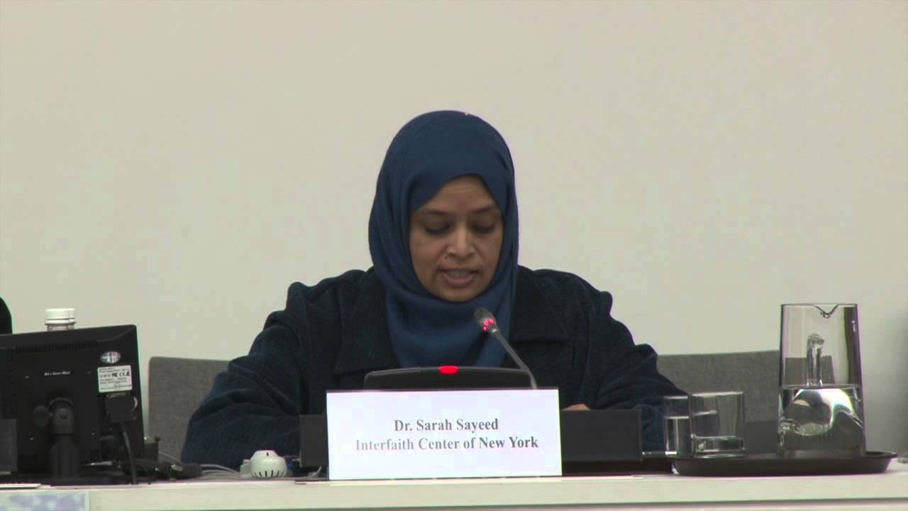 UN SYMPOSIUM-Dr. Sarah Sayeed, Program Associate, Interfaith Center NY ...