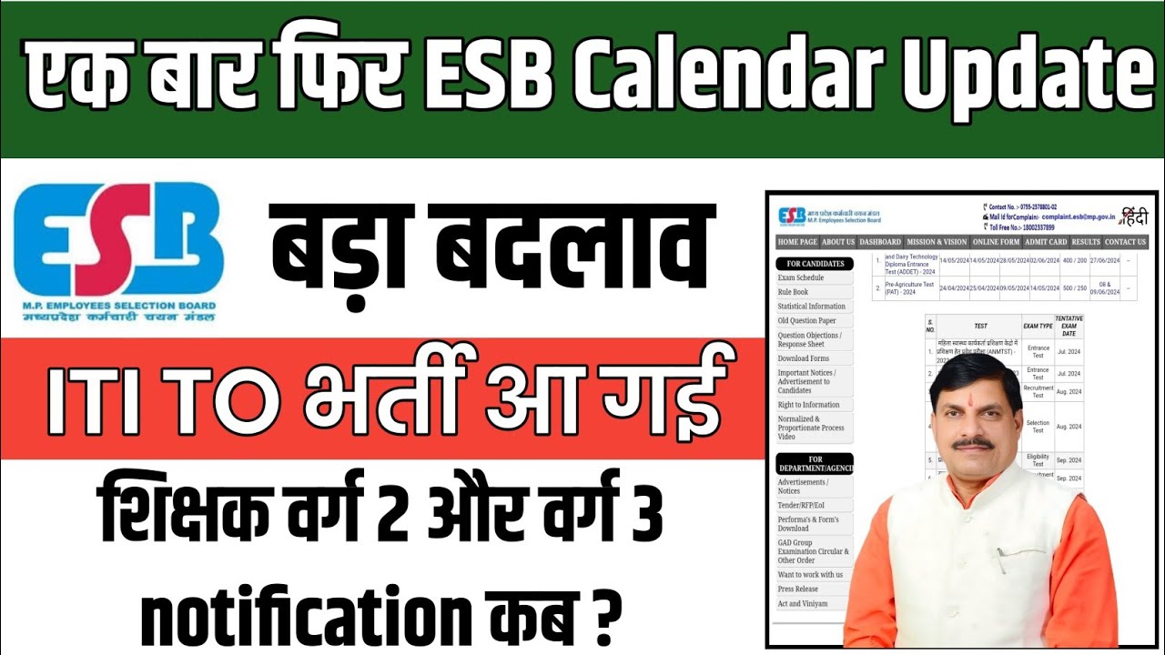 एक बार फिर ESB Calendar Update|| जाने क्या क्या बदलाव हुआ|| MP Varg 2 ...