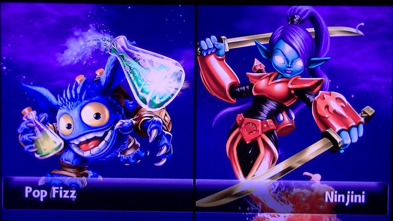SKYLANDERS GIANTS LIGHTCORE POP FIZZ VS SCARLET NINJINI RING OUT - YouTube