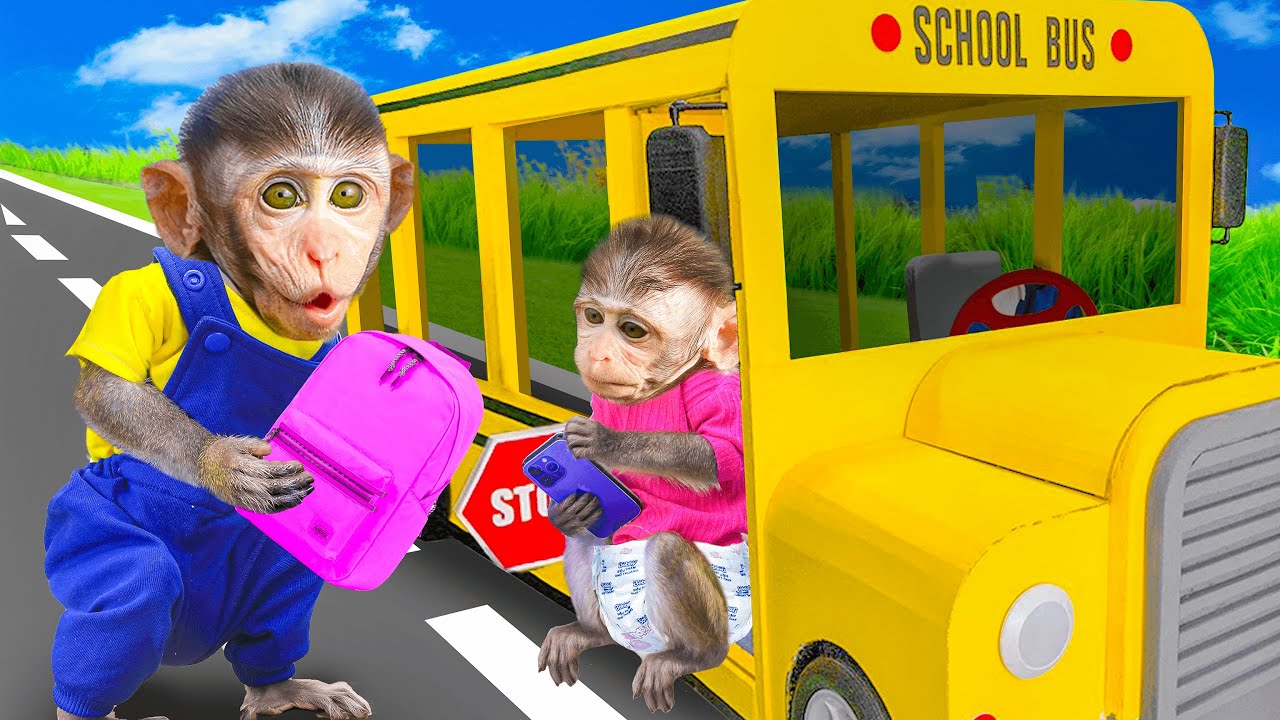 Baby Monkey Chu Chu Rescues a Stuck Duckling and Eats Ice Cream - YouTube