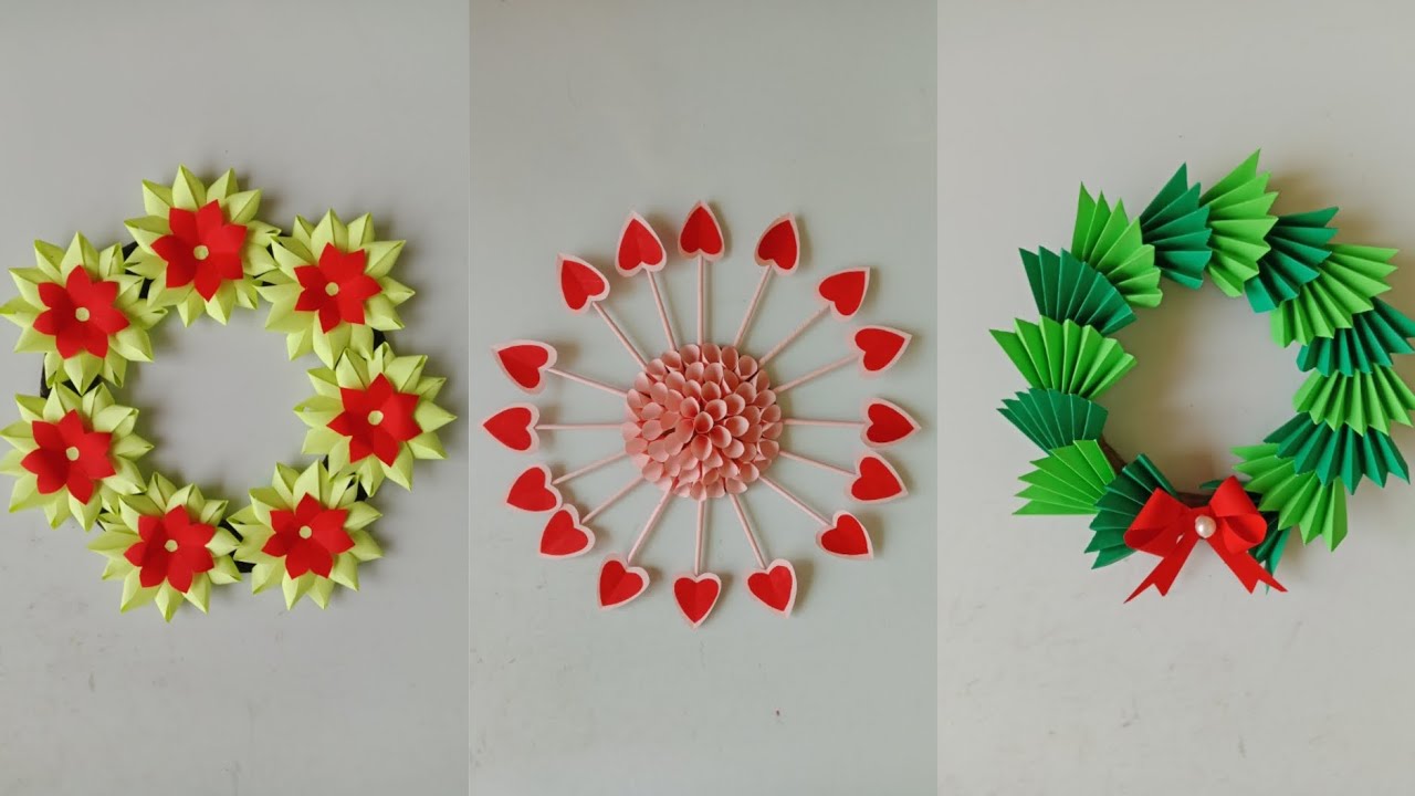 3 Type Beautiful Paper Flower Handing Wall Craft/Easy Home Decoration ...