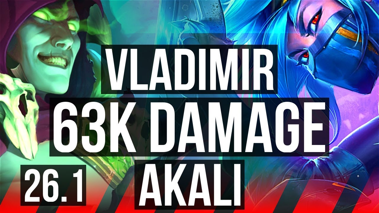 VLADIMIR vs AKALI (TOP) | Good KDA: 22/1/10, 63K damage | EUNE Master ...