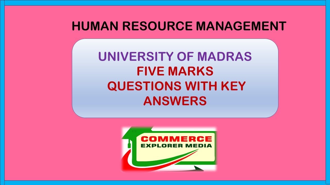 Human resource management Five marks questions with key answers - YouTube