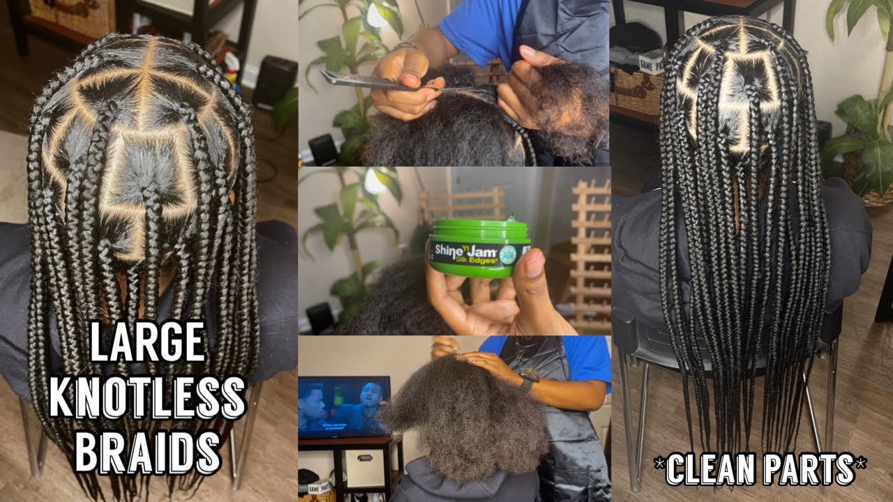 How To: LARGE Knotless Braids | Parting and Braiding - YouTube