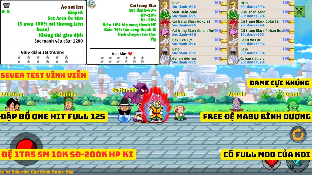 Nro Lậu-Sever Test Vĩnh Viễn Cực Ảo-Dame Siêu Khủng-Free Đệ Mabu-Đập Đồ ...