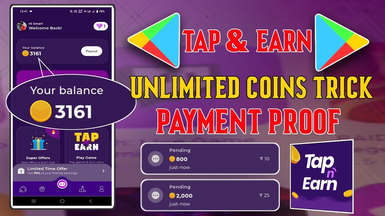 Tap & Earn Unlimited Coins Trick | Tap & Earn Payment Proof Loot App | 2024 Best Earning App # ...