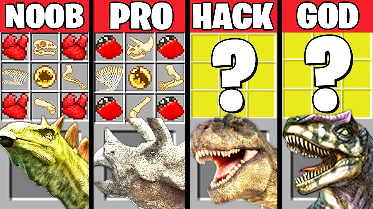 Minecraft Battle: SUPER DINOSAUR CRAFTING CHALLENGE - NOOB vs PRO vs ...