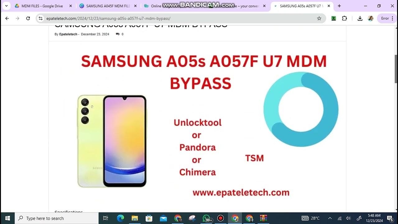 A05S A057F U7 MDM BYPASS SOLUTION DOWNLOAD - YouTube