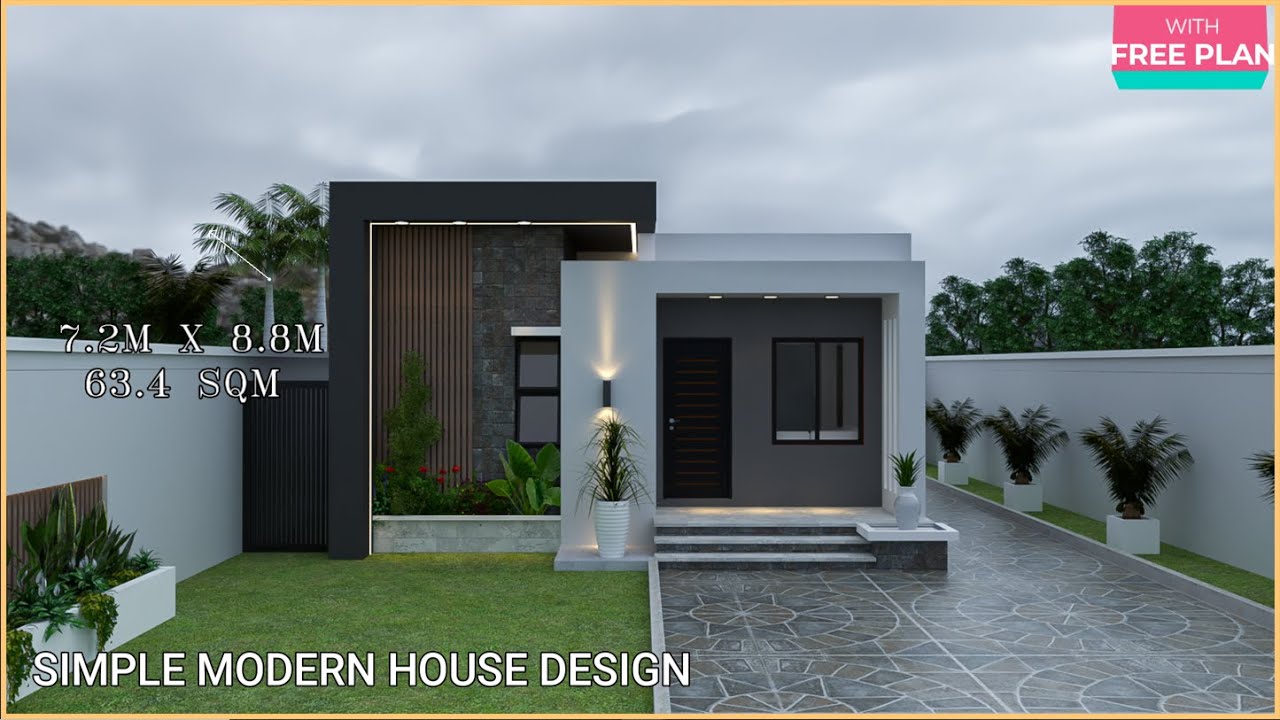 SIMPLE MODERN HOUSE DESIGN IDEA WITH 2 BEDROOM | 7.2M X 8.8M | 68.4 sqm ...