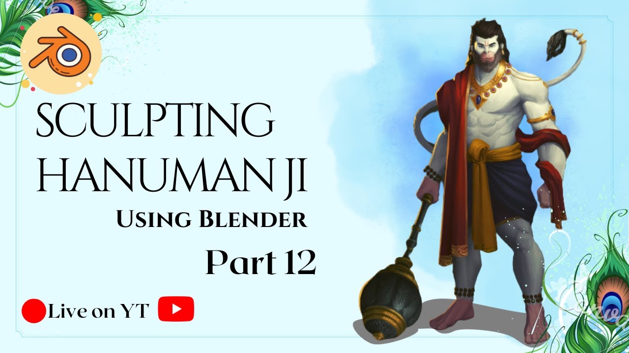🔴Live Blender Beginner Character Tutorial Hanuman Ji | Part 12 Creating ...