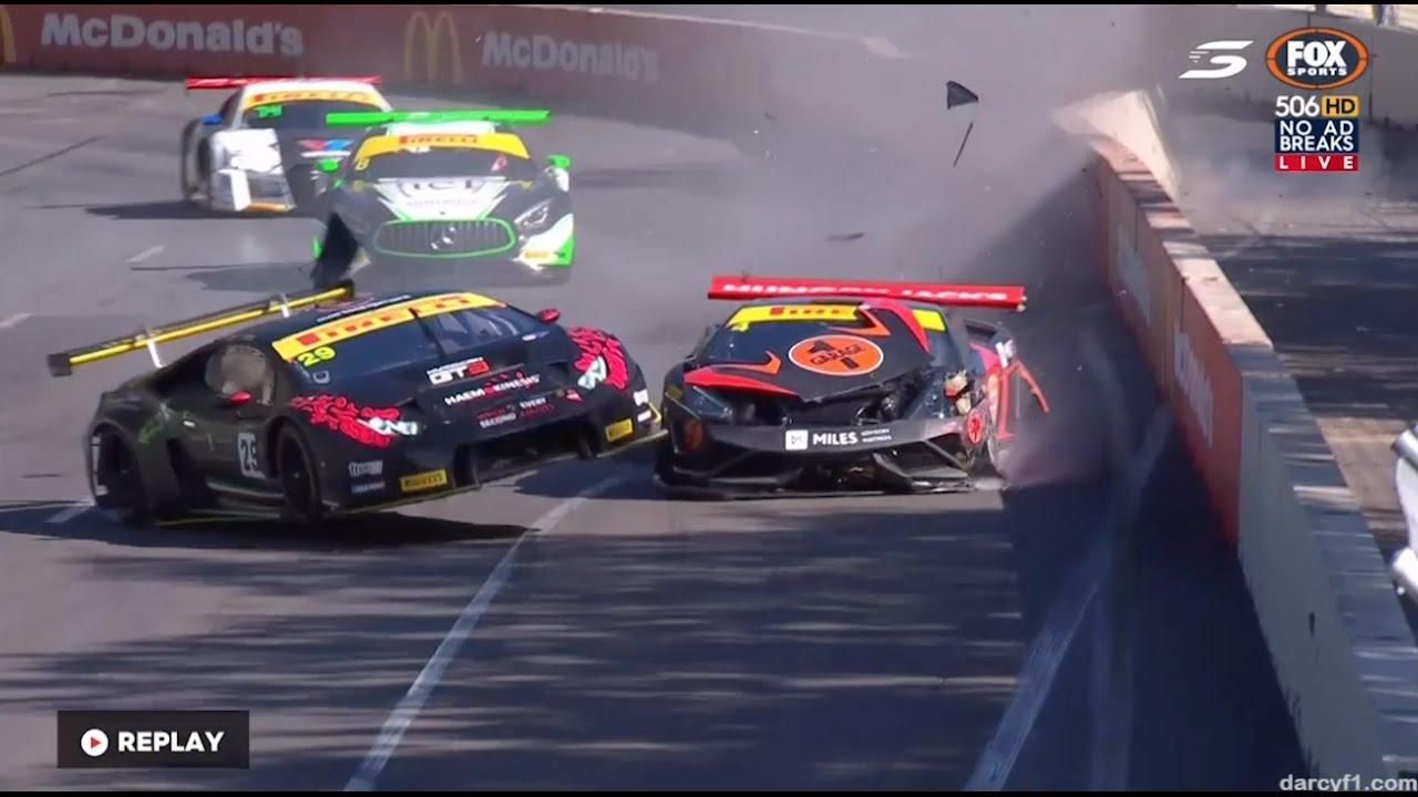 Miles & Canto Huge Crash Race 3 | Aussie GT - Adelaide 2017 - YouTube