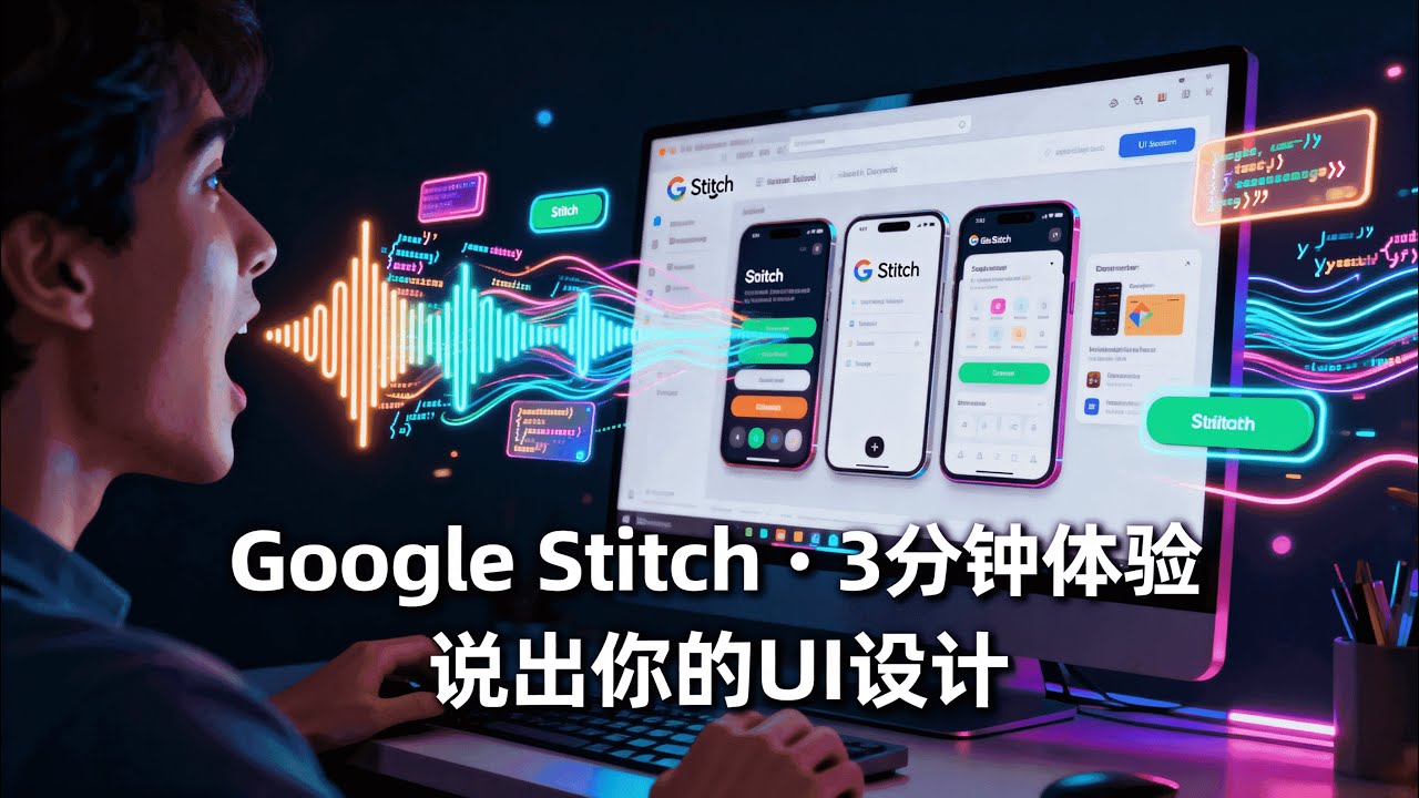Google Stitch 3分钟上手体验：对着电脑“说”出你的UI设计 - YouTube