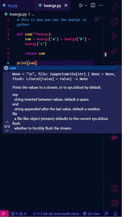 Kwargs Python Speed Codes Pythonprogramming Codingtutorials Youtube