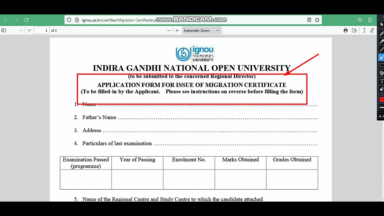 How to Download & Apply IGNOU Migration Certificate - YouTube