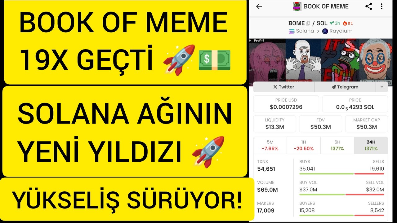 BOOK OF MEME COİN 19X GEÇTİ! SOLANA AĞININ YENİ YILDIZI BOME COİN 🚀 ...