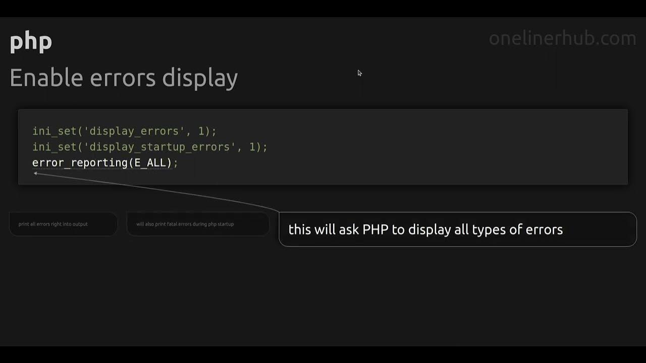 Enable errors display - YouTube