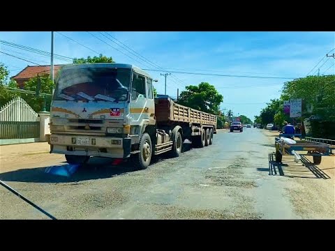 Beautiful Roadside Car Tour | St.8 Prey veng to Kompongcham - YouTube