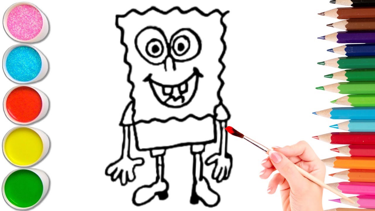 How To Draw cute SpongeBob Drawing, Painting & Coloring For Kids and ...