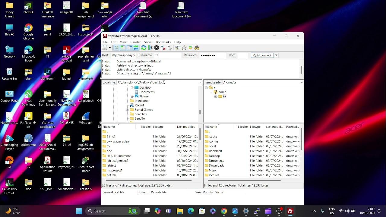 How to share file from pc to raspberry pi using filezilla - YouTube