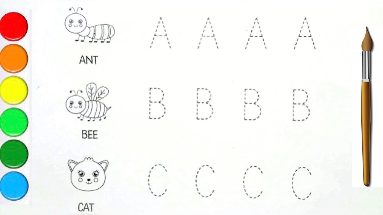 Write & Learn ABC: Learn animals 🐝and write ABC doted worksheet \ Easy ...