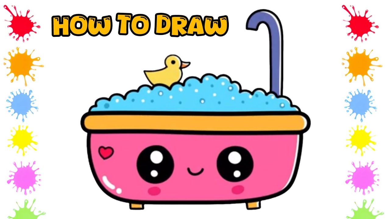 How to Draw a Cute Bathtub in 5 Minutes | Easy Tutorial - YouTube