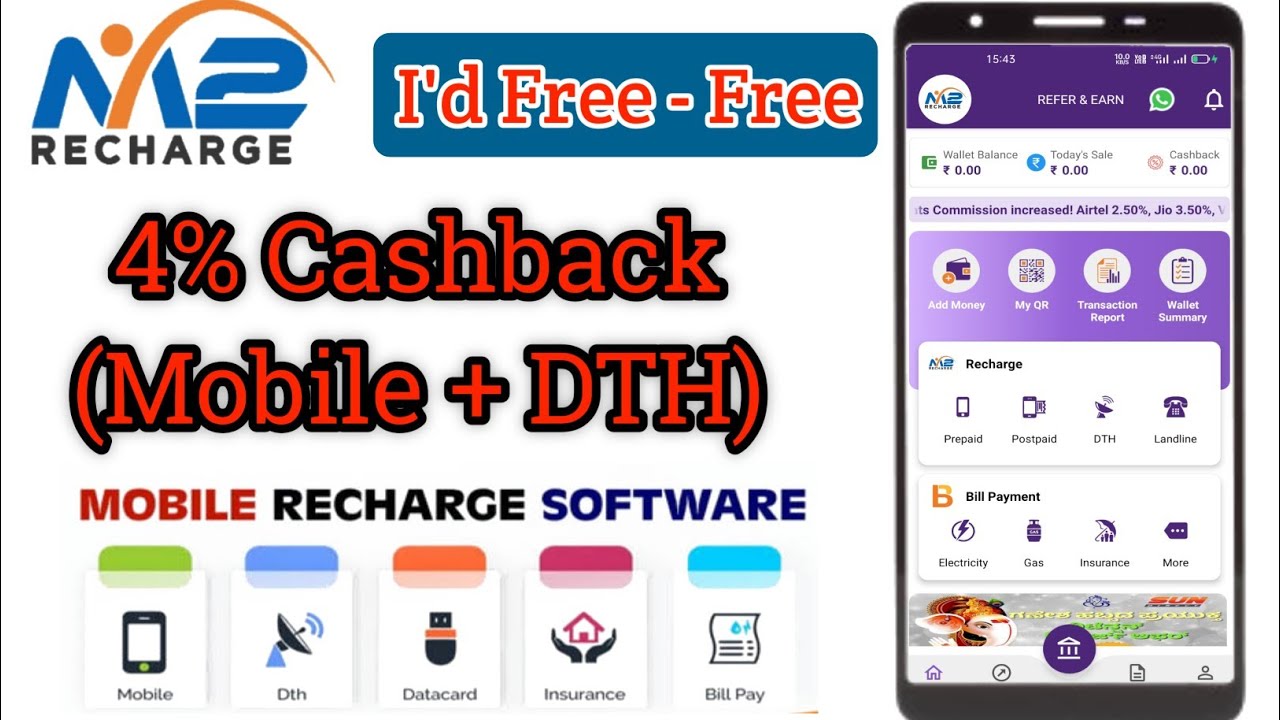 M2Recharge Wallet New & Best Recharge App ! 4% Cashback Mobile+DTH ...