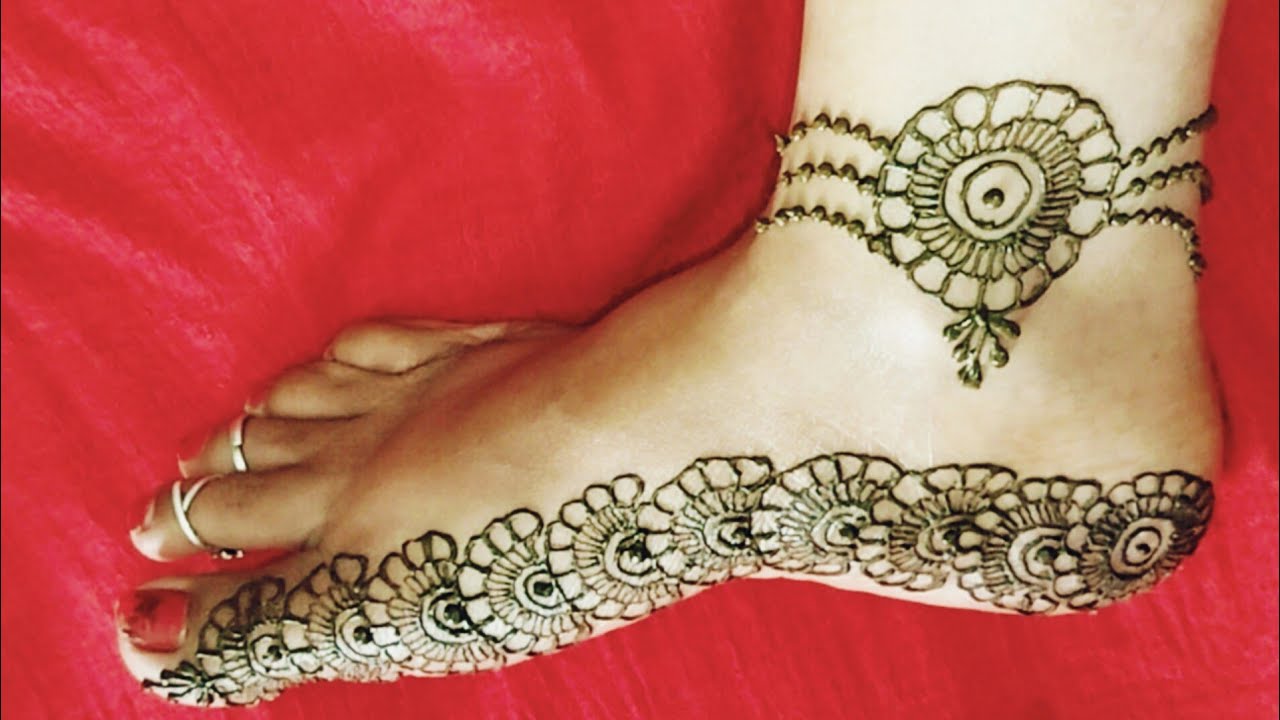 side leg beautiful floral heena design//simple and easy mehndi design ...