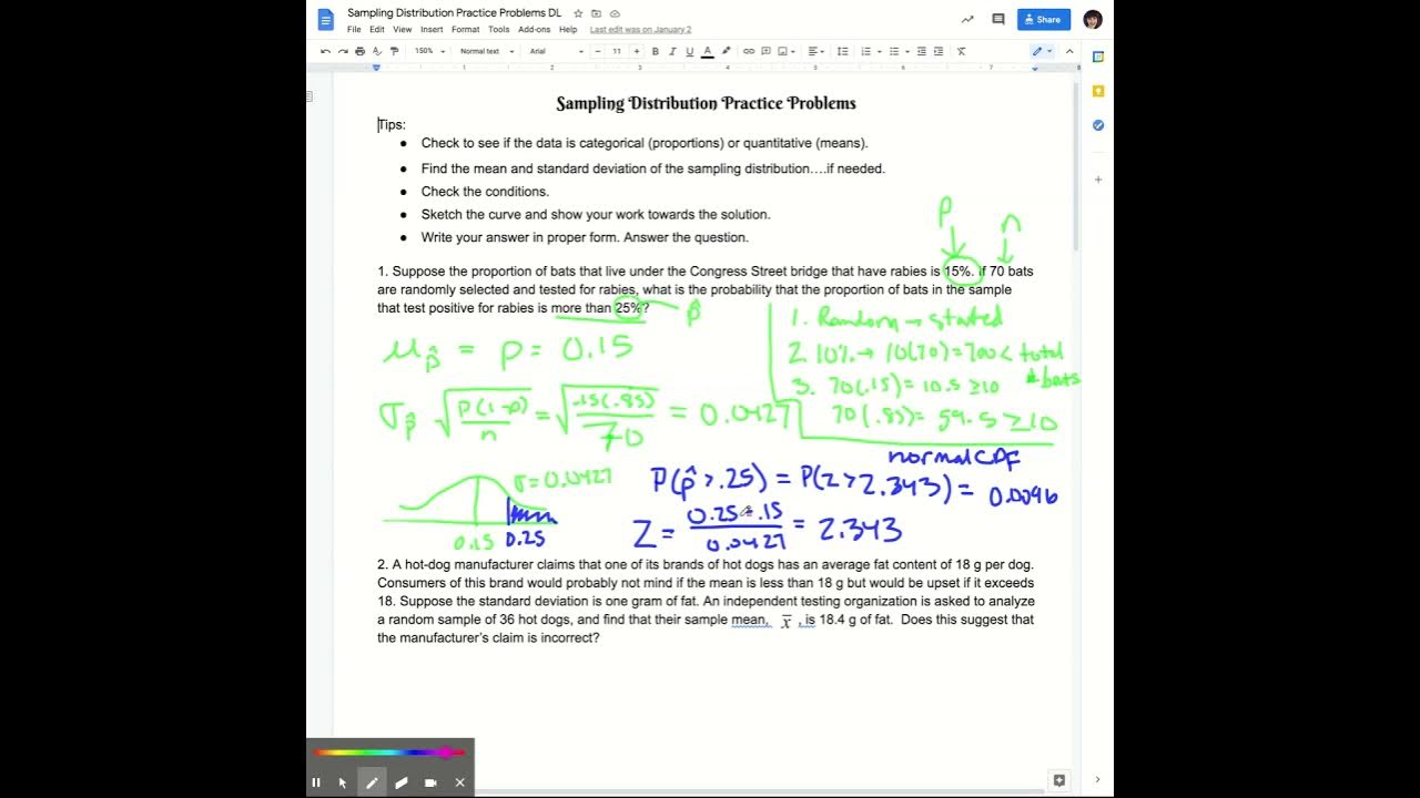 AP Statistics - Sampling Distribution Practice Problems - YouTube