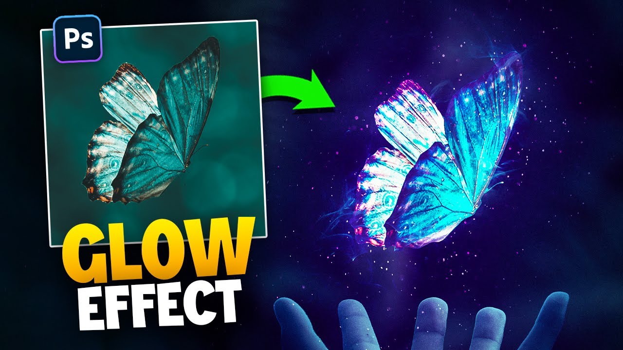 GLOW EFFECT - Neon Butterfly Tutorial | Free PSD - YouTube