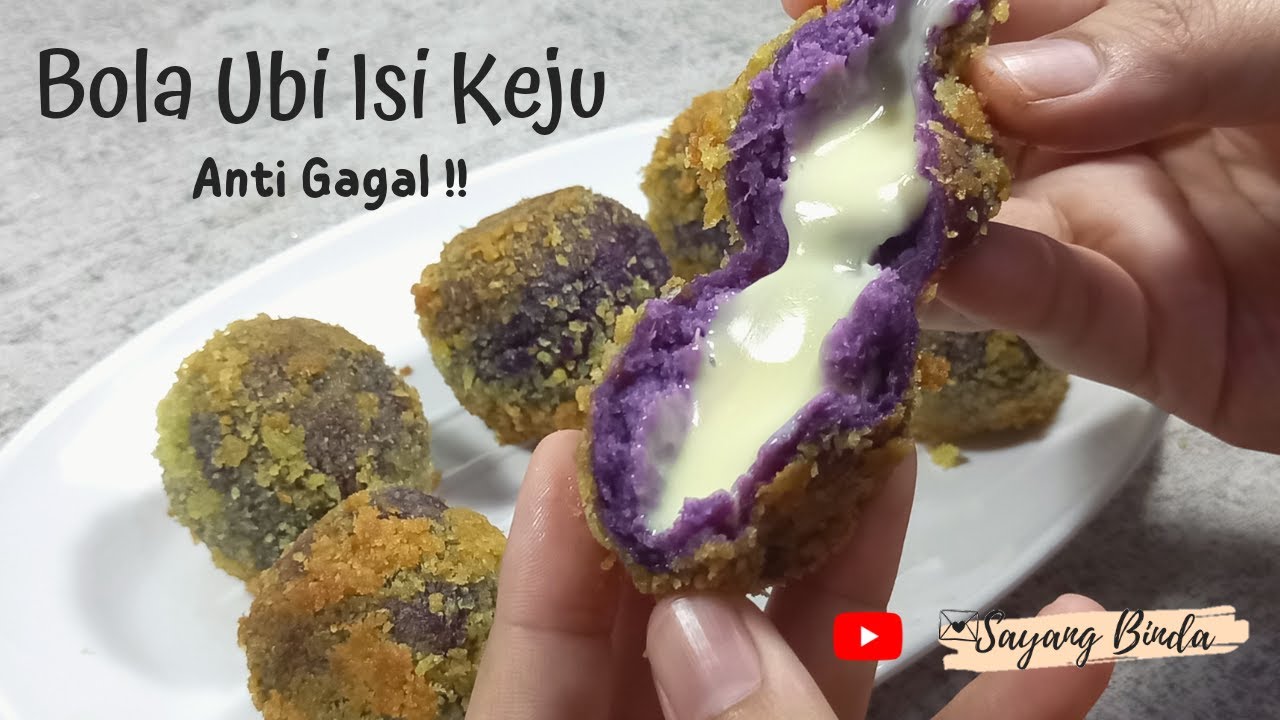 RESEP BOLA UBI ISI KEJU ANTI GAGAL || Lumer banget !! Garing di luar ...