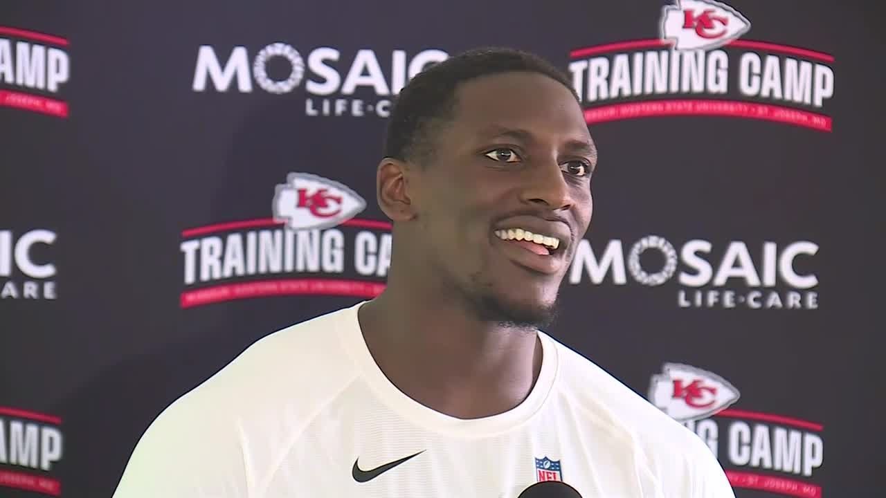 Chiefs defensive lineman Tershawn Wharton talks at training camp 8/3 ...