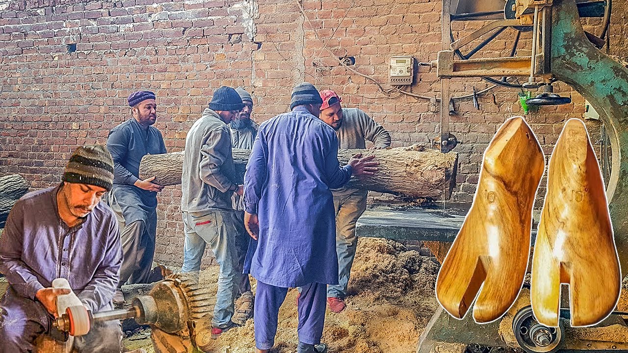 Mass Production Process of Wooden Shoe Lasts | The Factory Techniques ...