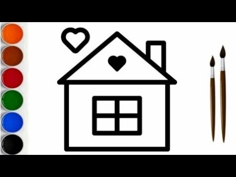 How to Draw a house step by step easy drawing for kids and toddlers ...