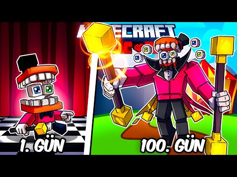 Hardcore Minecraft'ta DİJİTAL SİRK CAINE Olarak 100 Gün Geçirmemin Hikayesi...