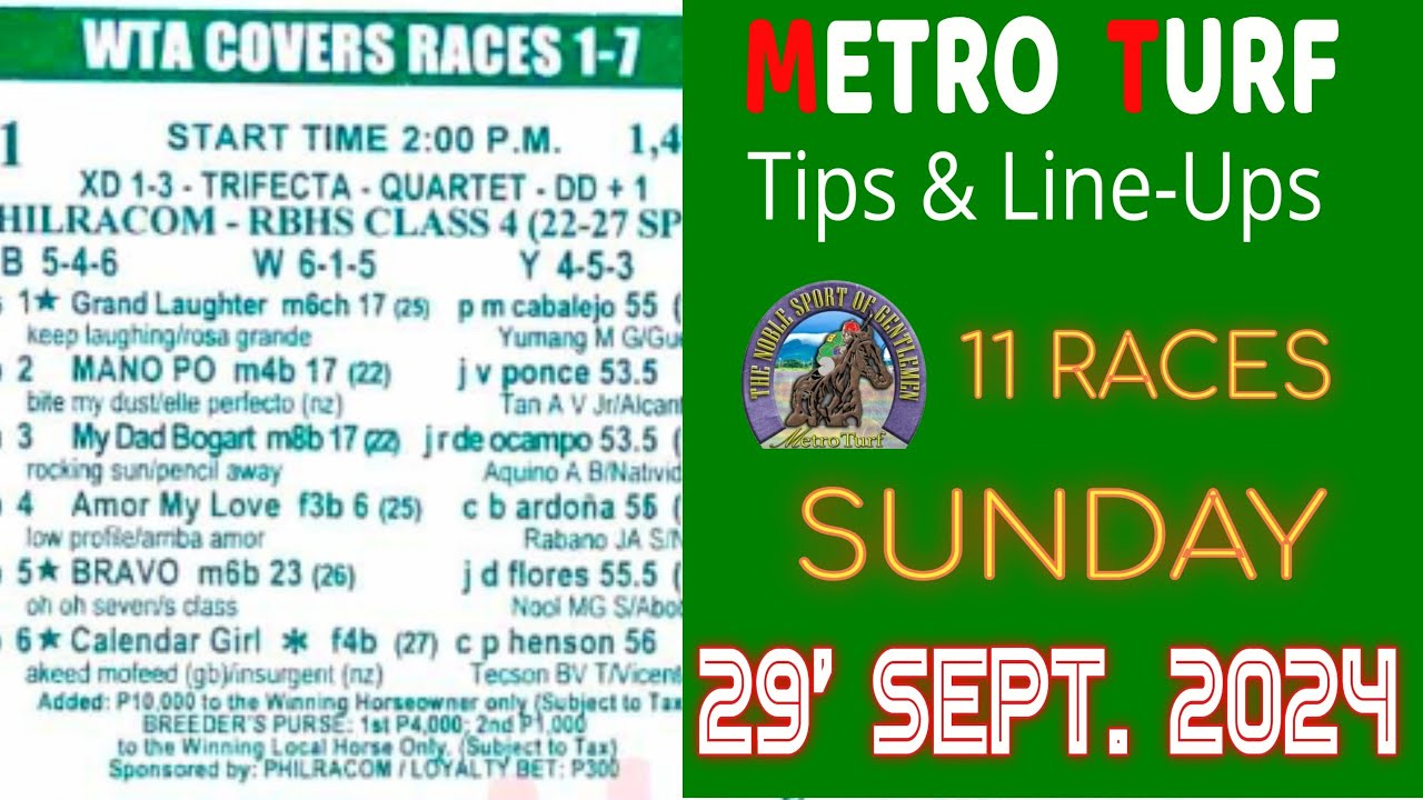 MMTCI LIVE RACING TIPS FOR SUNDAY SEPTEMBER 29, 2024 | 2:00 PM START ...