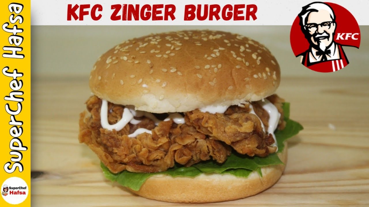 kfc Zinger Burger Recipe | Crispy Zinger Burger | Perfect Zinger Burger ...