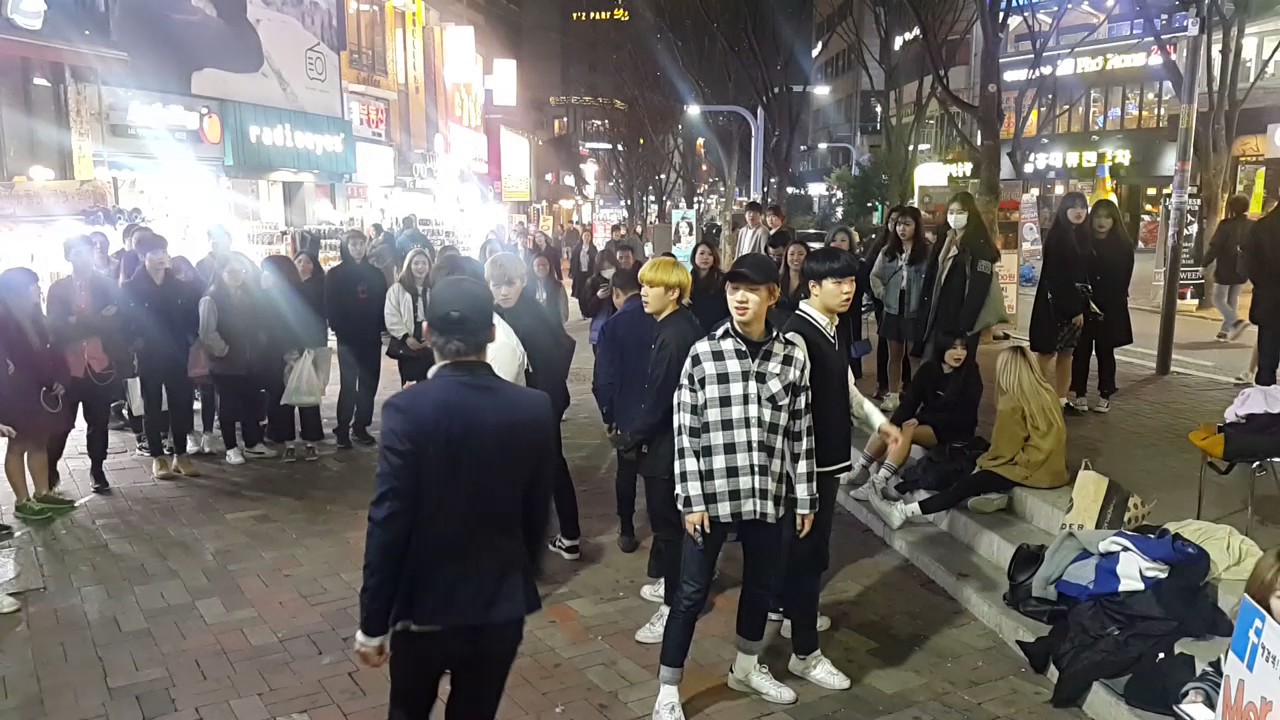 인피니트 ☆태풍☆ 커버 남자군무 [Merong CT] 홍대 댄스 버스킹 20170320월 [Korean Hongdae Kpop ...