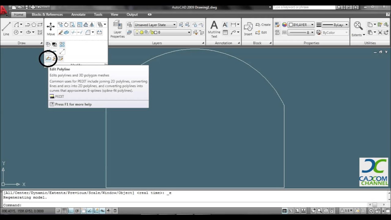 AutoCAD Command : EDIT POLYLINE - JOIN - YouTube