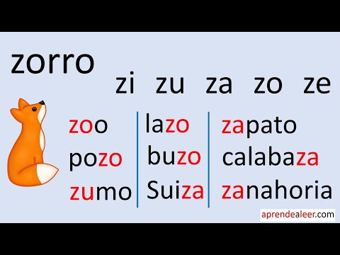 Silabas za ze zi zo zu para niños