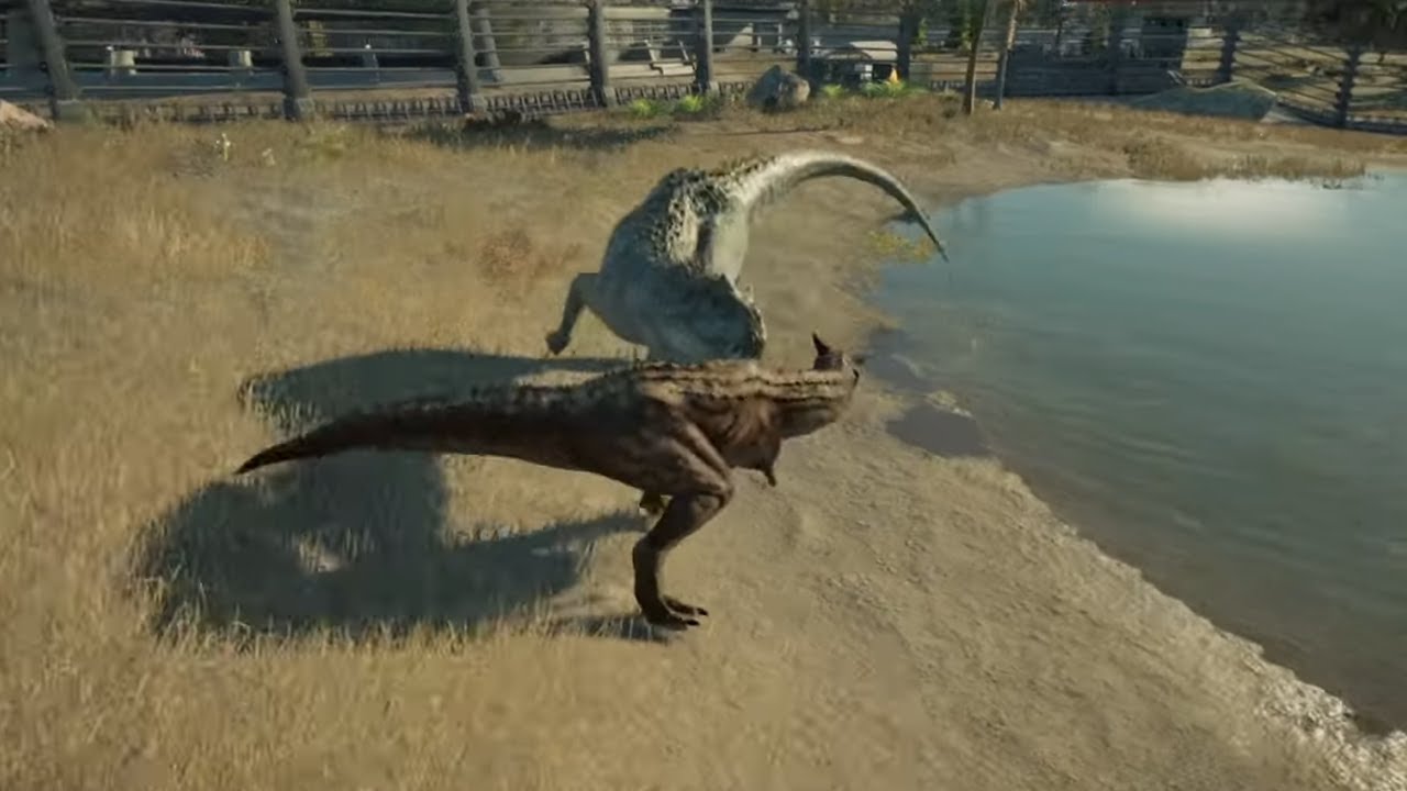Carnotaurus Fights Indominus Rex | Jurassic World Evolution 2 - YouTube