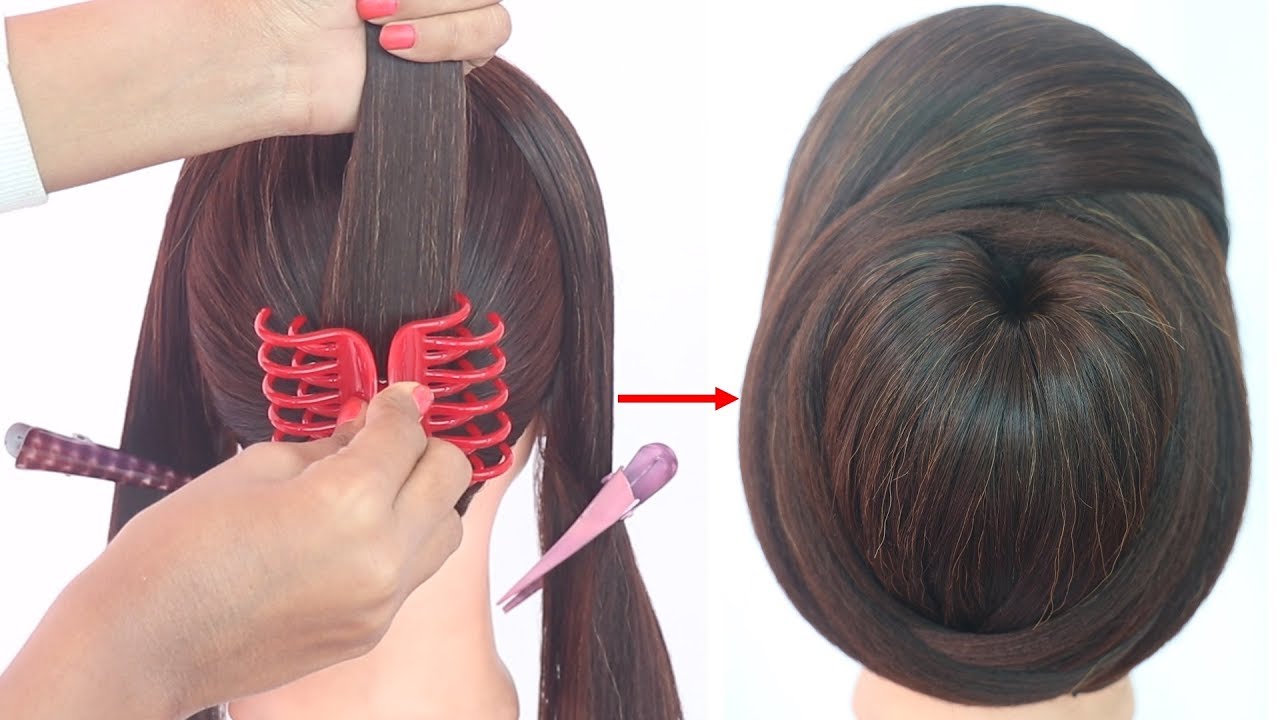 chignon bun hairstyle with clutcher | chinese bun | everyday hairstyle ...