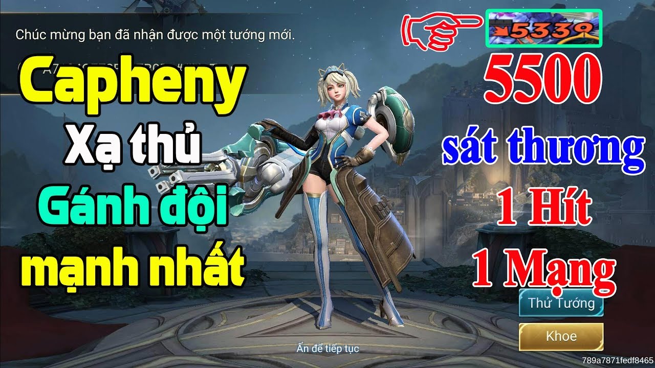 Liên quân mobile Tướng mới Capheny 1 bắn 5000 sát thương xạ thủ 5 chiêu ...