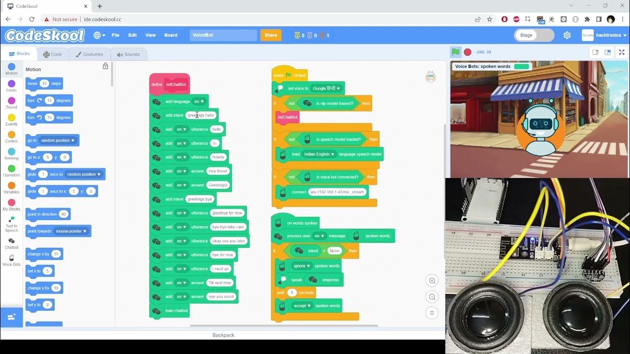 Chat 💬 with a Humanoid Robot 🤖 or Make your own Alexa 🔉 in CodeSkool Scratch using I2S 🎤 & BLE 🔈 ...