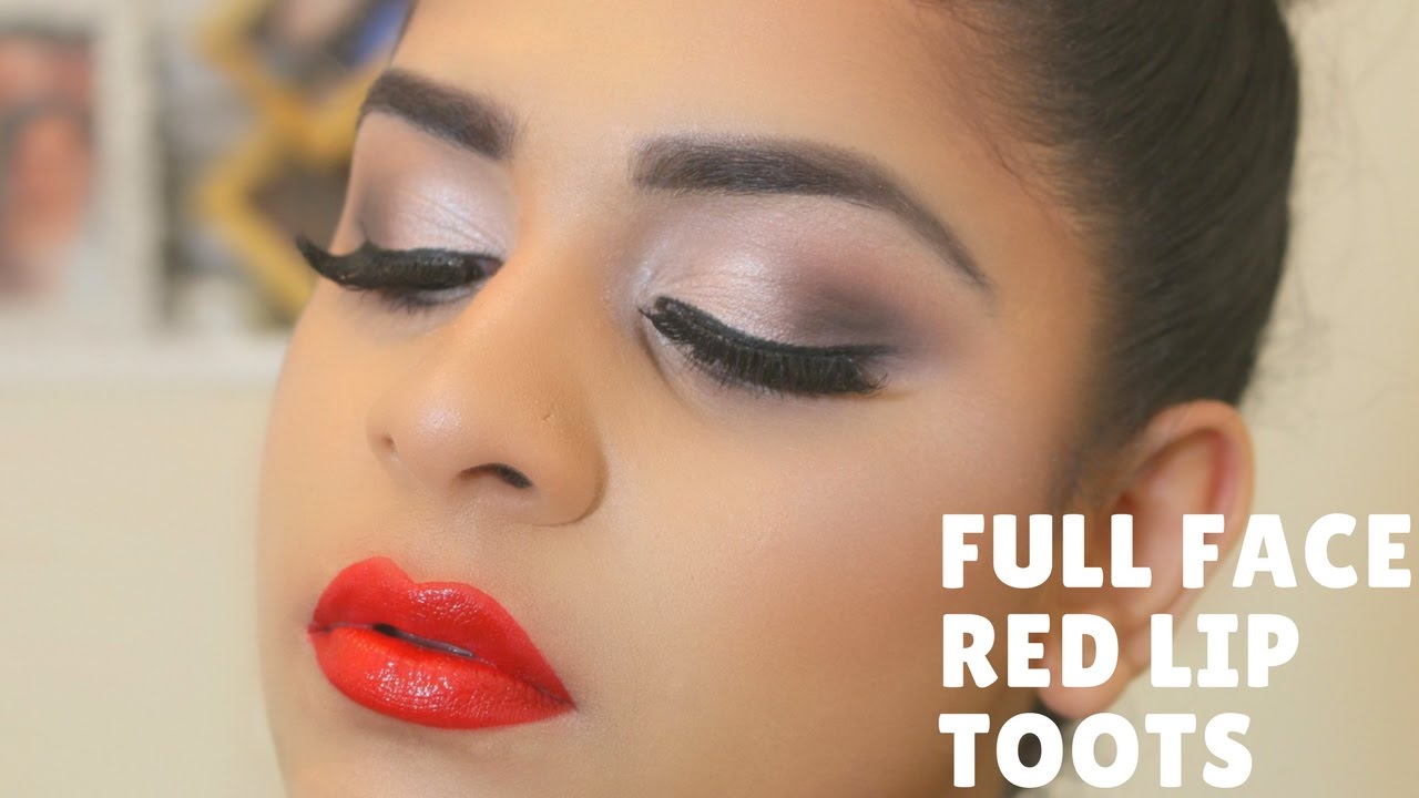 Full Face Red Lip Tutorial - YouTube