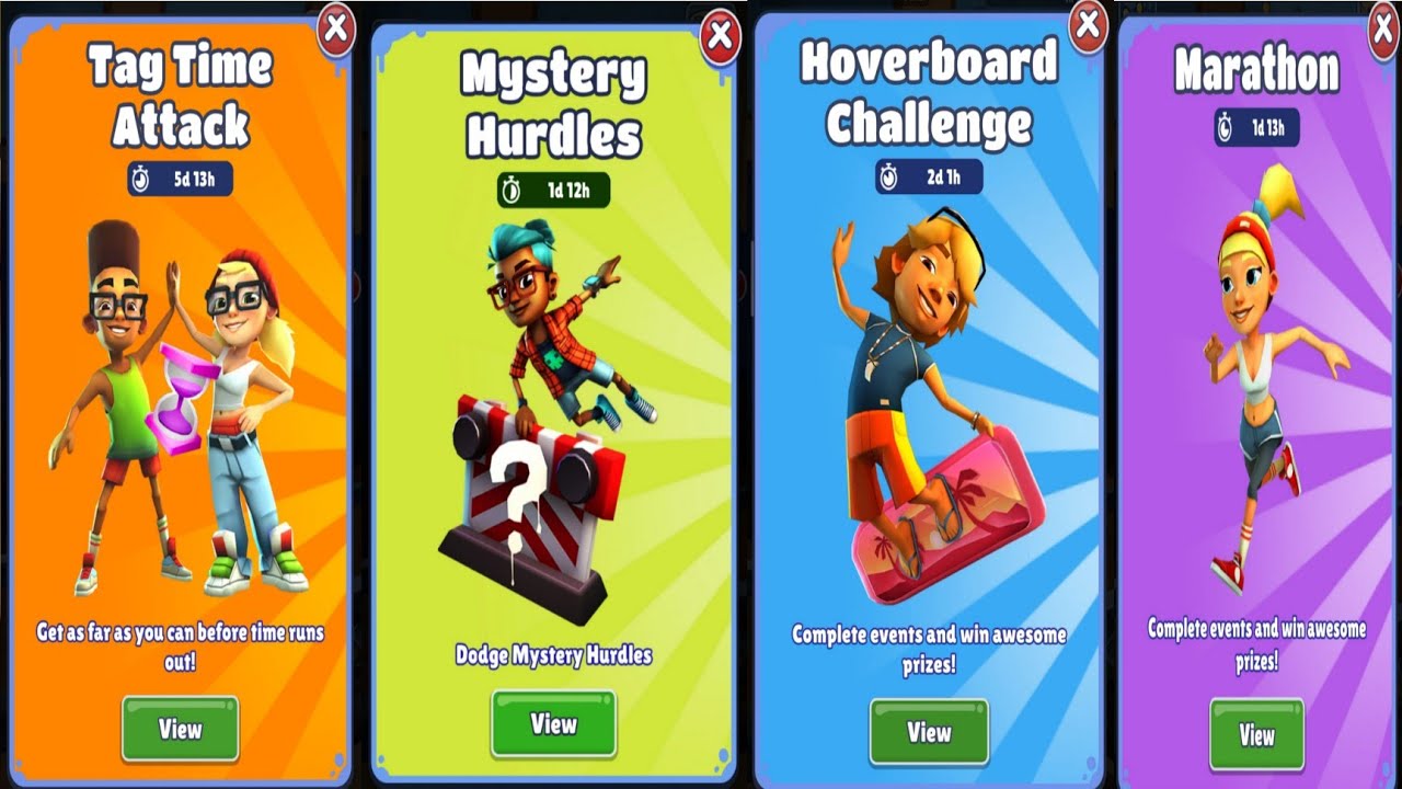 SUBWAY SURFERS TAG TIME ATTACK VS MARATHON CHALLENGE VS MYSTERY HURDLES ...